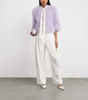YVES SALOMON Feather Cropped Jacket