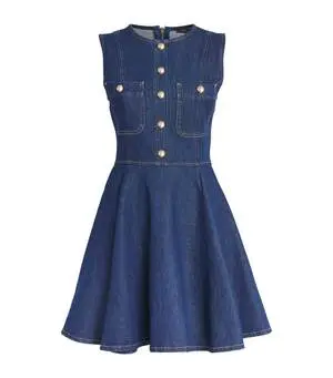 Maje Denim Flared Mini Dress