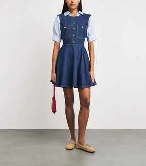 Maje Denim Flared Mini Dress