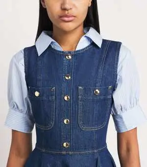 Maje Denim Flared Mini Dress