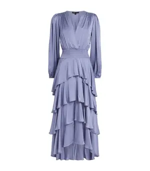 Maje Ruffled Midi Dress - Blue