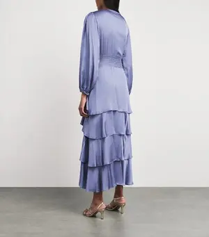 Maje Ruffled Midi Dress - Blue