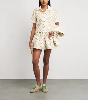 Maje Floral Print Shirt With Lace Trim - Yellow