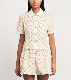 Maje Floral Print Shirt With Lace Trim - Yellow