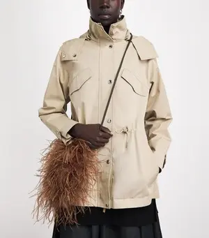 YVES SALOMON Leather Cross-body Bag With Ostrich Feathers