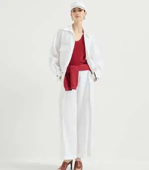 Brunello Cucinelli Pleated Cotton Wide-leg Trousers