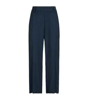 Brunello Cucinelli Stripe Sequined Trousers - Blue