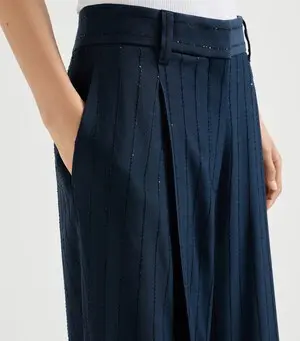 Brunello Cucinelli Stripe Sequined Trousers - Blue