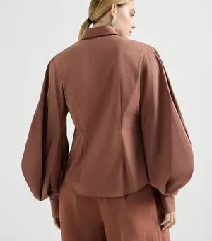 Brunello Cucinelli Cotton-blend Shirt With Monili Embroidery - Orange