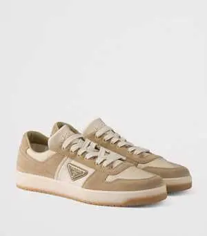 Prada Suede And Re-nylon Downtown Sneakers - Neutral