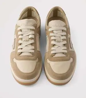 Prada Suede And Re-nylon Downtown Sneakers - Neutral