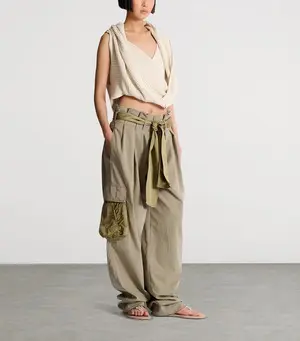 Balmain Cotton-blend High-waisted Trousers