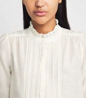 ME+EM Cotton-silk Pintuck Blouse