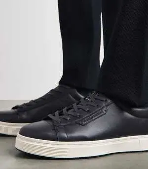 Emporio Armani Embossed Logo Leather Sneakers