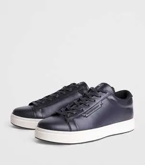 Emporio Armani Embossed Logo Leather Sneakers