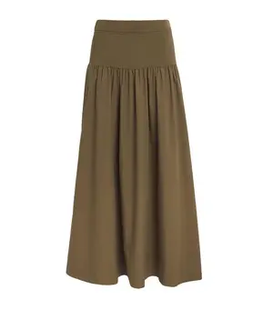 ME+EM Mixed Media Maxi Skirt - Green