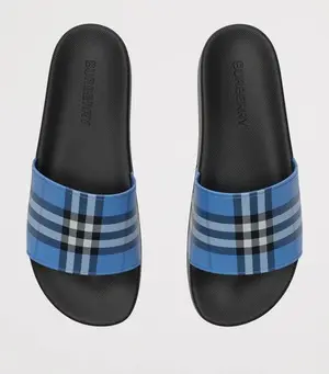 Burberry Check Slides - Blue