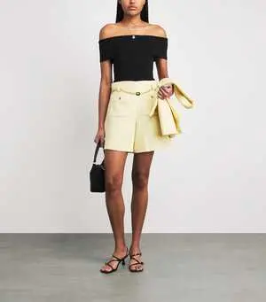 Maje Rib-knit Off-the-shoulder Top - Black