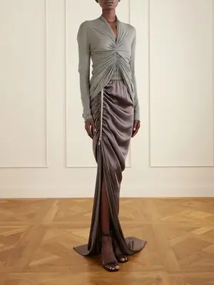 Rick Owens Edfu Gathered Maxi Skirt - Gray