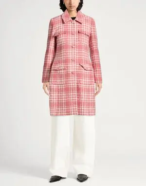 REALLY WILD Wool-blend Tartan Bouclé Coat - Pink