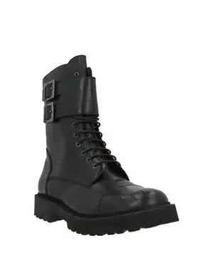 POLLINI Leather Crocodile-effect Combat Boots