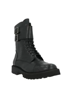POLLINI Leather Crocodile-effect Combat Boots