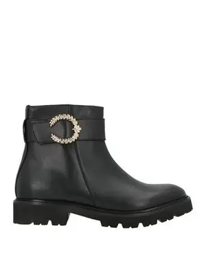 POLLINI Leather Ankle Boots With Buckle Detail