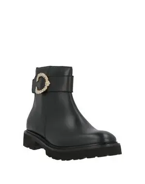 POLLINI Leather Ankle Boots With Buckle Detail