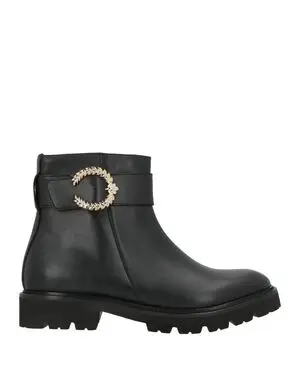 POLLINI Leather Ankle Boots With Buckle Detail