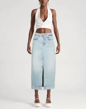 7 For All Mankind Flared Denim Skirt With Front Slit