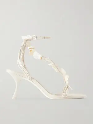 Simkhai Elin Shell-embellished Leather Sandals - White