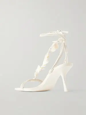 Simkhai Elin Shell-embellished Leather Sandals - White