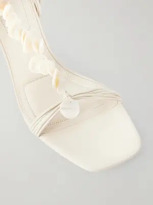 Simkhai Elin Shell-embellished Leather Sandals - White