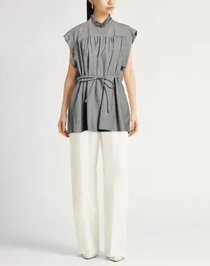 Fabiana Filippi Virgin Wool Blend Top With Embellished Mock Neck