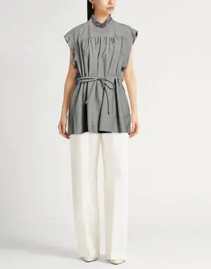 Fabiana Filippi Virgin Wool Blend Top With Embellished Mock Neck