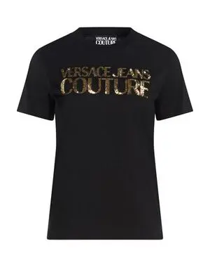Versace Sequin Embellished Cotton T-shirt - Black