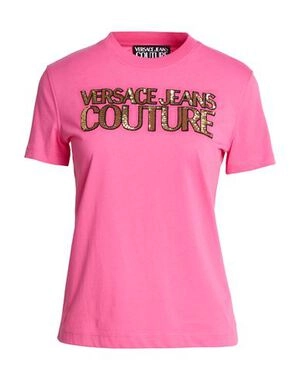 Versace Cotton T-shirt With Sequins And Logo - Pink