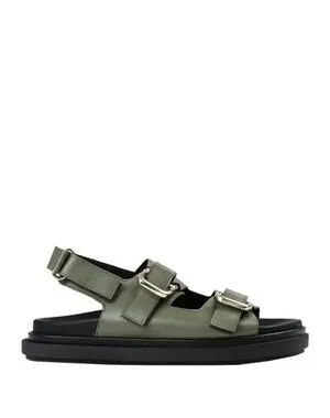 ALOHAS Military Leather Flatform Slingback Sandals - Green
