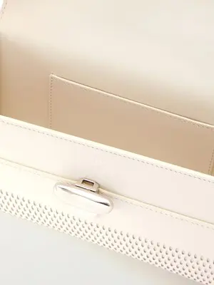 Savette Symmetry Laser-cut Leather Pochette - White