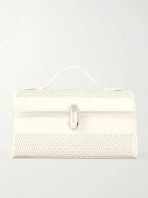 Savette Symmetry Laser-cut Leather Pochette - White