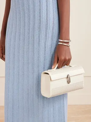 Savette Symmetry Laser-cut Leather Pochette - White