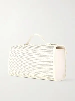 Savette Symmetry Laser-cut Leather Pochette - White
