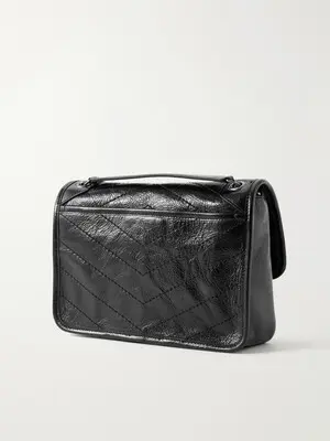 Saint Laurent Niki Baby Quilted Crinkled-leather Shoulder Bag - Black