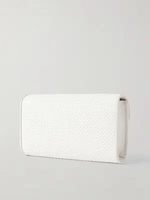Savette Symmetry Leather-trimmed Woven Raffia Shoulder Bag - White