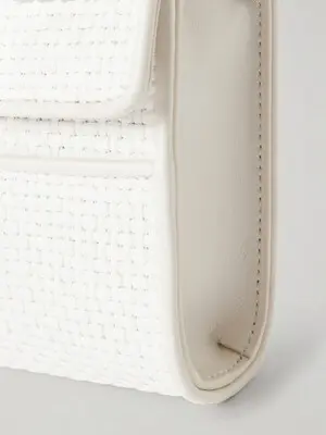 Savette Symmetry Leather-trimmed Woven Raffia Shoulder Bag - White