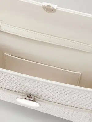 Savette Symmetry Leather-trimmed Woven Raffia Shoulder Bag - White