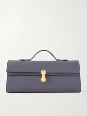 Savette Slim Symmetry Leather Tote Blue