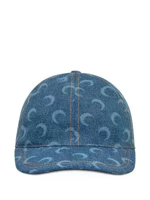 MARINE SERRE Moon Print Denim Baseball Cap - Blue