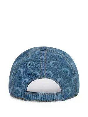 MARINE SERRE Moon Print Denim Baseball Cap - Blue