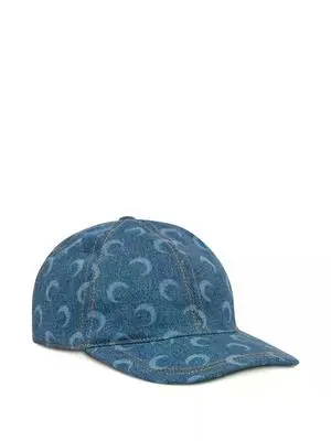 MARINE SERRE Moon Print Denim Baseball Cap - Blue
